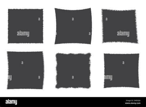 Set Jagged Rectangle Torn Paper Border Frame Sharp Silhouette Isolated