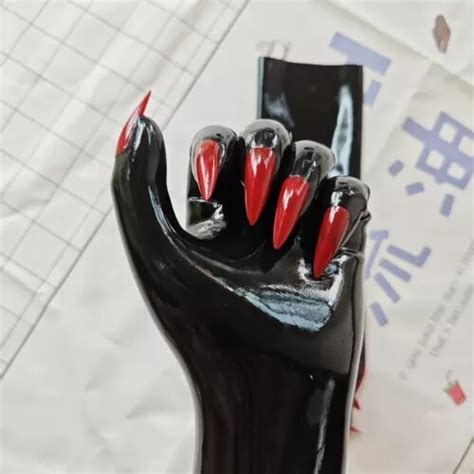 Crossdress Oil Shiny Black Super Thin Latex Flat Nail Fetish Sheer