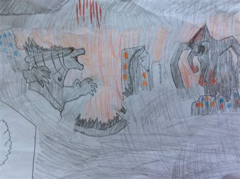 Drawing Godzilla Vs Female Muto Godzilla Amino