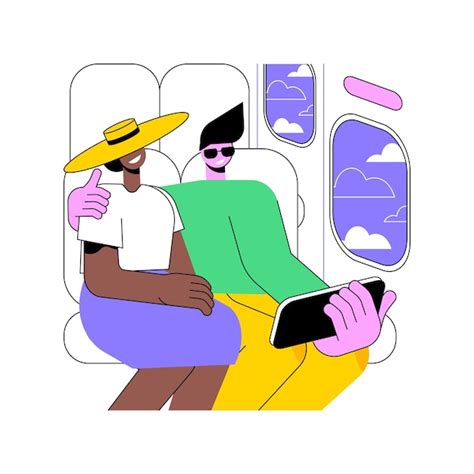 비행기에서 고립 된 만화 벡터 일러스트 프리미엄 벡터