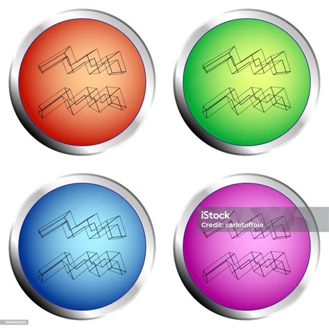 조디악 물병자리 아이콘 색 원 푸시 버튼 세트벡터 일러스트 레이 션 3차원 형태에 대한 스톡 벡터 아트 및 기타 이미지 3차원 형태 4가지 개체 Istock