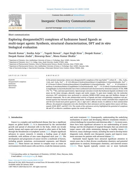 Pdf Exploring Diorganotiniv Complexes Of Hydrazone Based Ligands As Multi Target Agents