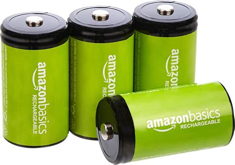 Amazon Basics 4 Pack Rechargeable D Cell Nimh Batteries