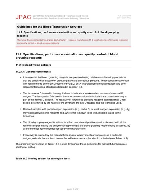11 2 Specifications Performance Evaluation And Quality Control Of Blood