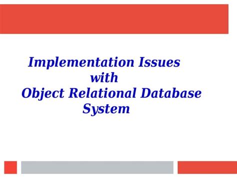 Implementation Issue With Ordbms Odp