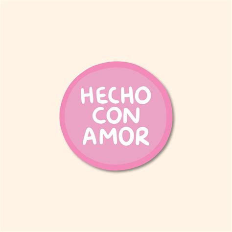 Stickers 100pz Hecho Con Amor Rosa Envía Bonito Mx
