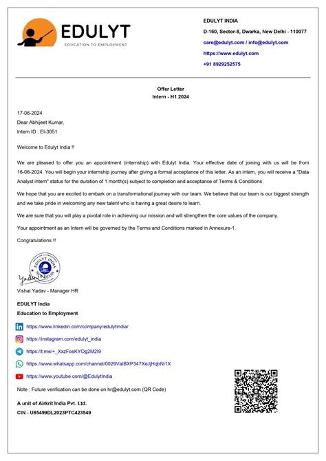 Excited To Announce That I Have Officially Received An Internship Offer