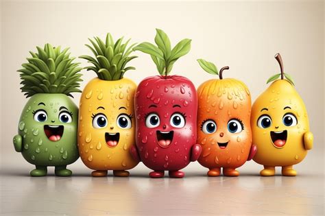 Premium Photo Cute Funny Happy And Emotional Fruits Character