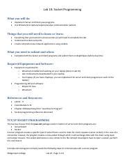 Lab Inlab Activities Pdf Lab Socket Programming What You Will Do Implement