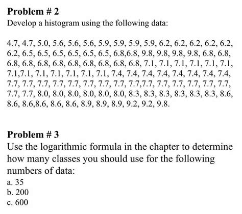 Solved Problem 2 Develop A Histogram Using The Following