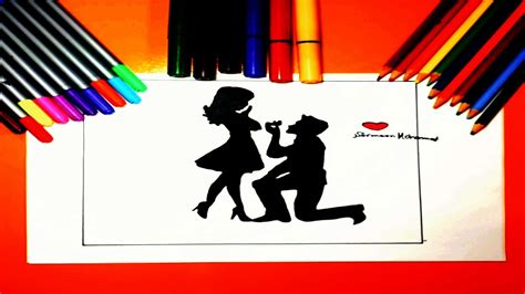 Drawing A Shadow Of A Man And A Woman In An Easy Way Step By Step Romantic Image Silhouette