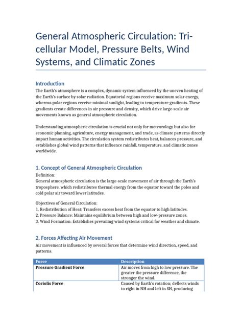 General Atmospheric Circulation Ba Economics Pdf Atmospheric