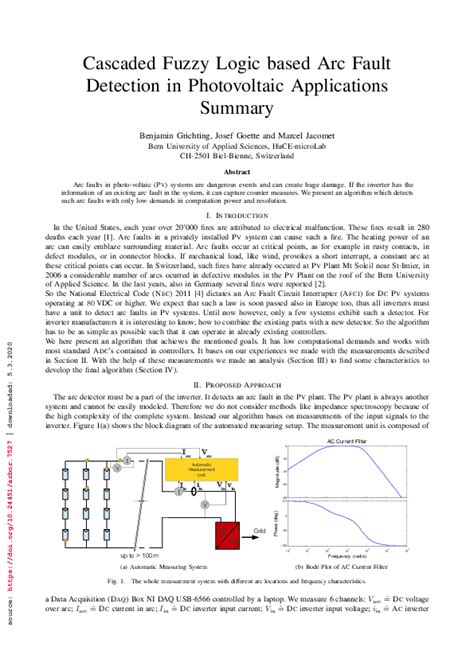 Pdf Cascaded Fuzzy Logic Based Arc Fault Detection In Photovoltaic