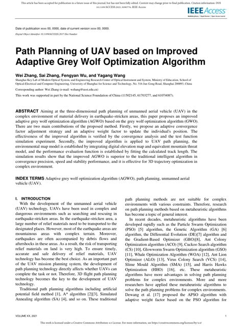 Pdf Path Planning Of Uav Based On Improved Adaptive Grey Wolf Optimization Algorithm