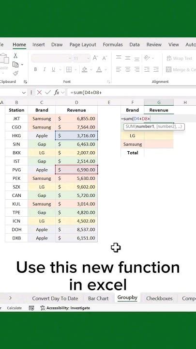 Groupby Function In Excel Shorts Excel Exceltips Exceltricks Fyp Viral Data Youtube
