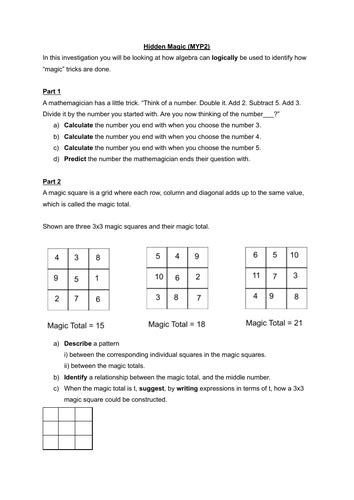 Ib Myp Maths Criteria B Substitution And Expressions Investigation
