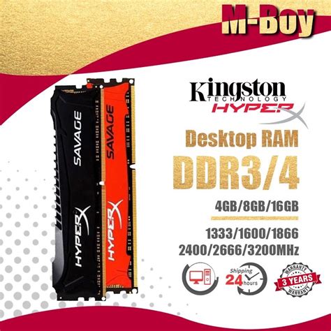 Kingston Hyperx Savage 4gb 8gb 16gb Desktop Ram Ddr3 Ddr4 1333 1600 1866 2400 3200mhz Dimm