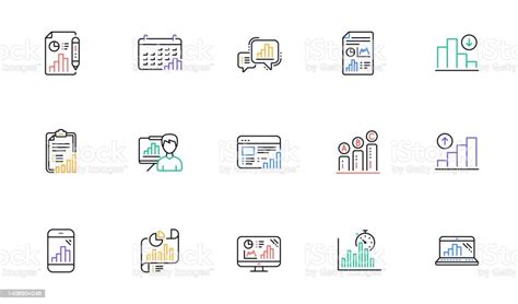 그래프 선 아이콘입니다 차트 및 그래프 프레젠테이션 및 보고서 선형 아이콘 세트입니다 벡터 0명에 대한 스톡 벡터 아트 및 기타 이미지 Istock