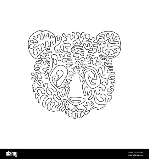 Single Swirl Continuous Line Drawing Of Big Panda Abstract Art Continuous Line Drawing Graphic