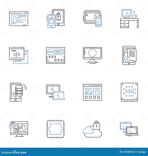 Virtual Industry Line Icons Collection Online Augmented Digital Cyber Virtual Immersive