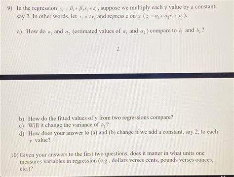 solved 9 in the regression yi β1 β2xi εi suppose we