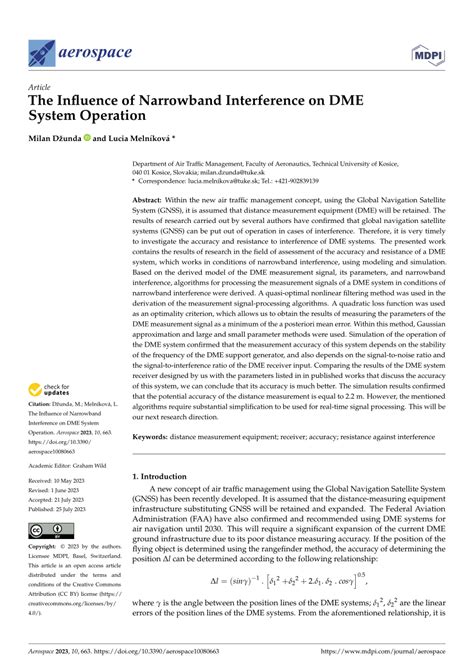 Pdf The Influence Of Narrowband Interference On Dme System Operation