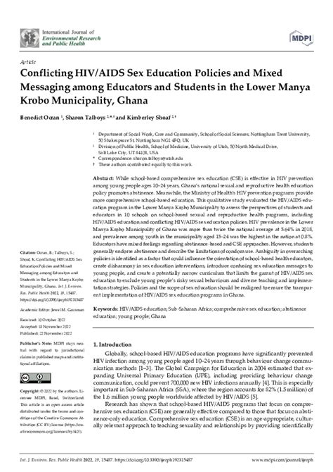 Pdf Conflicting Hivaids Sex Education Policies And Mixed Messaging