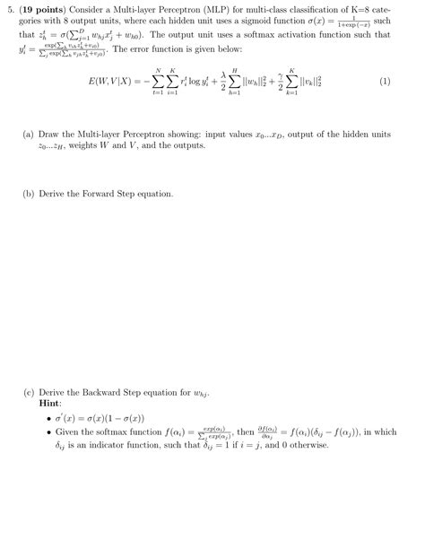 Solved Consider A Multi Layer Perceptron MLP For Chegg