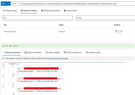 Sorting By Createddatetime With Graph Api Returns Unsupportedquery Microsoft Qanda
