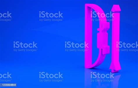 파란색 배경에 격리 된 떨림 아이콘의 분홍색 활과 화살표 미니멀리즘 개념 3d 일러스트레이션 3d 렌더링 3차원 형태에 대한 스톡 사진 및 기타 이미지 Istock