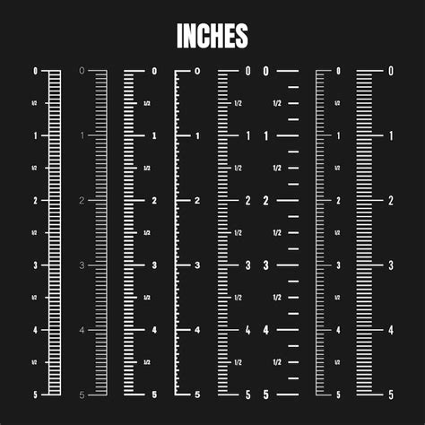 길이 또는 높이를 측정하기 위한 수직 인치 척도 프리미엄 벡터