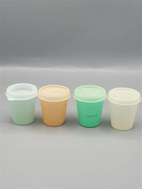 Vintage Tupperware Midget Tiny Medication Cups 4789a 101 Container 2oz Plastic Cups Salad