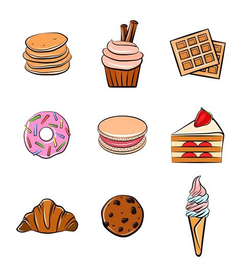 Sweets Icon Set Vector Illustration Isolated Clip Art Graphic Sticker