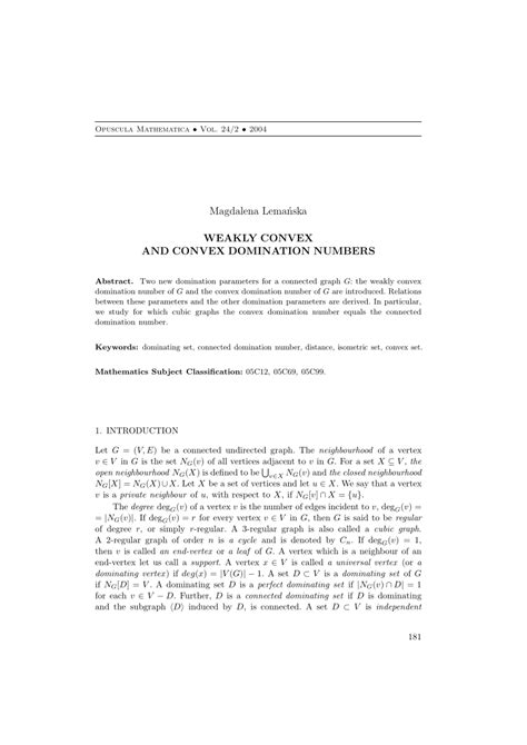 pdf weakly convex and convex domination numbers