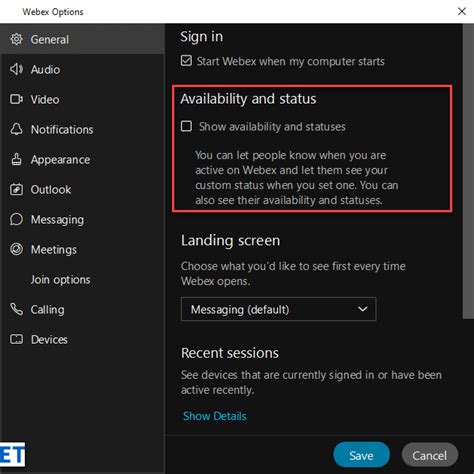 Set Online Status In Webex Teams App EasyTweaks Com
