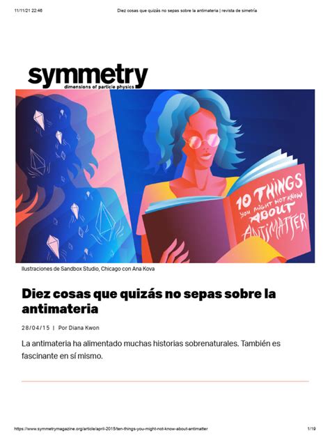 Diez Cosas Que Quizás No Sepas Sobre La Antimateria Revista De Simetría Pdf Importar