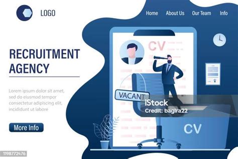 빈 의자에 서 남성 Hr 전문가 모집 기관 방문 페이지 템플릿입니다 개념에 대한 스톡 벡터 아트 및 기타 이미지 개념 개념과 주제 객실 있음 Istock