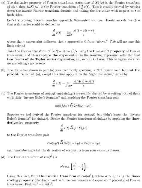 The Derivative Property Of Fourier Transforms States The Derivative Property Of Fourier Transforms States