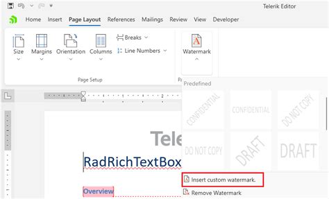 Wpf Richtextbox Watermark Settings Dialog Telerik Ui For Wpf