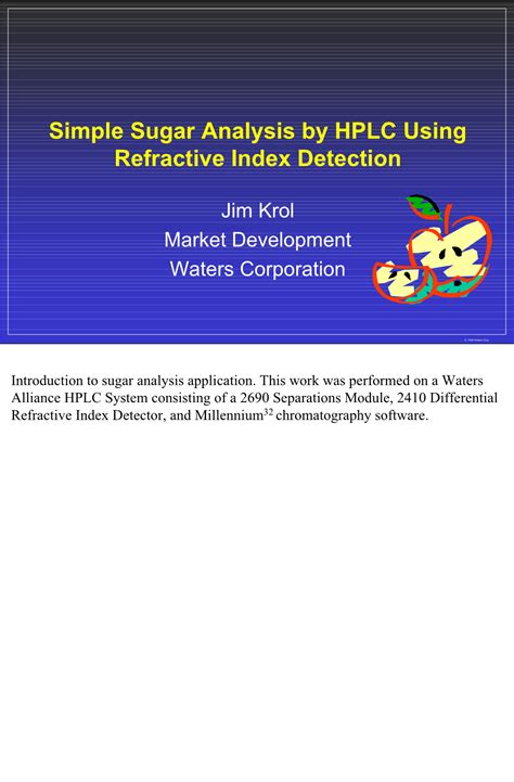 Simple Sugar Analysis By Hplc Using Refractive Index Detection Docslib