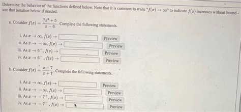 solved determine the behavior of the functions defined
