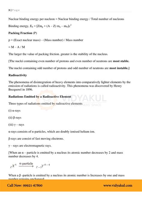 Class Th Physics Nuclei NCERT Notes CBSE