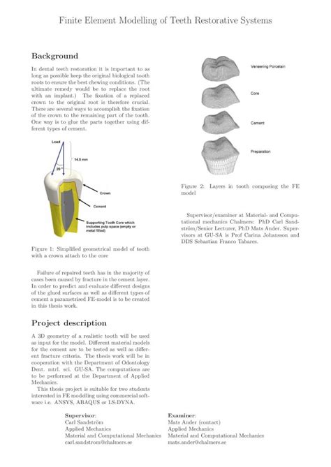 Pdf Finite Element Modelling Of Teeth Restorative Systems Dokumen Tips