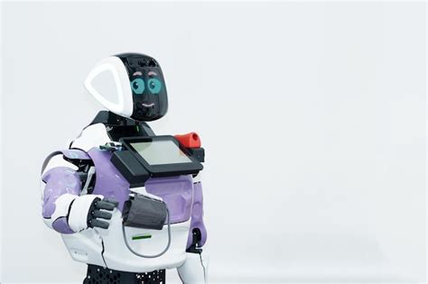 Premium Photo Friendly Humanoid Robot Guide Expressing Emotions Is