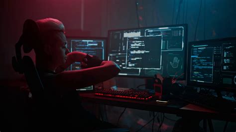 Female Hacker Stretches Out Hacking Work In Stock Footage Sbv 348833108 Storyblocks