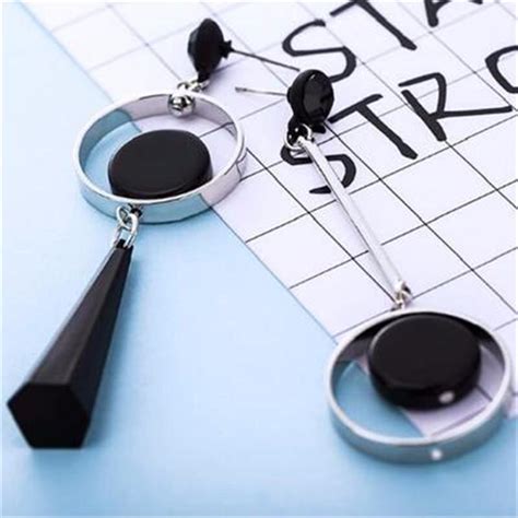 Купити Жінки мода геометричні довгі асиметричні сережки стрази коло вухо шпилька новий акрилові