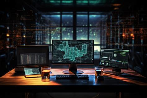 Various Computer Equipment With Programming Code Premium Ai Generated