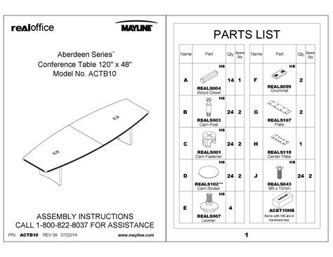 Aberdeen® Series 10 Conference Table Assembly Instructions Actb10