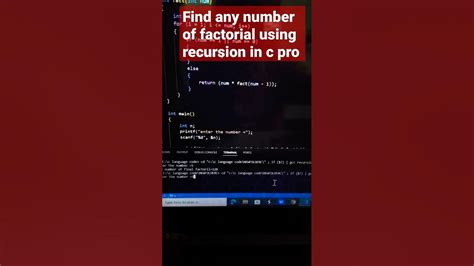 How To Find The Factorial Using Recursion In C Pro Shorts Short Ytshorts Shortviral Coding