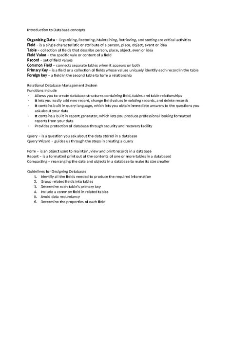 Introduction To Database Concepts Introduction To Database Concepts